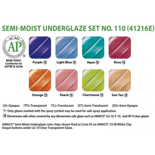 Amaco Semi-Moist Underglaze Set #110 | Clay King
