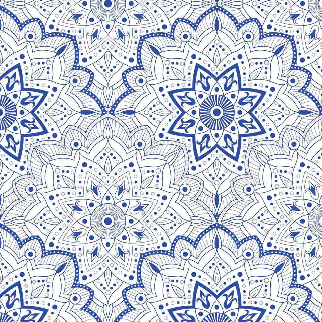 Sanbao Underglaze Transfer - Mandala Blue - 9″ x 6″ | Clay King