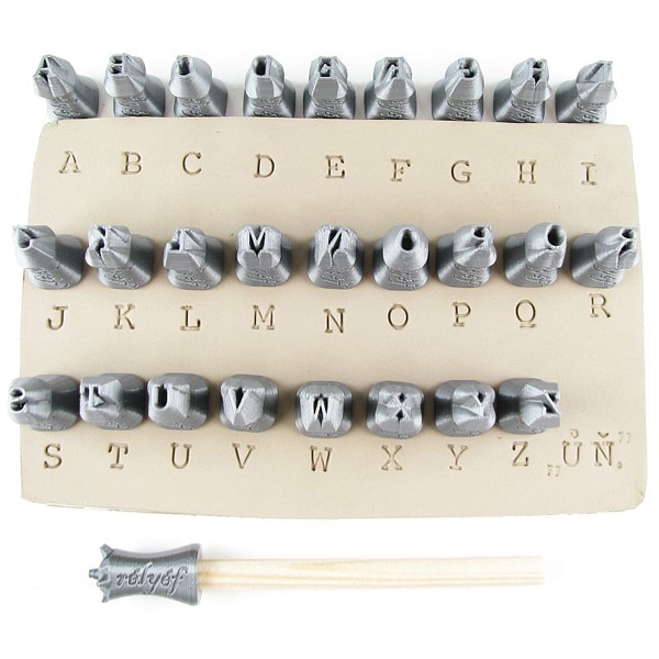 Spectrum RR020 Set of 27 0.25″ Stamps - Courier Alphabet | Clay King