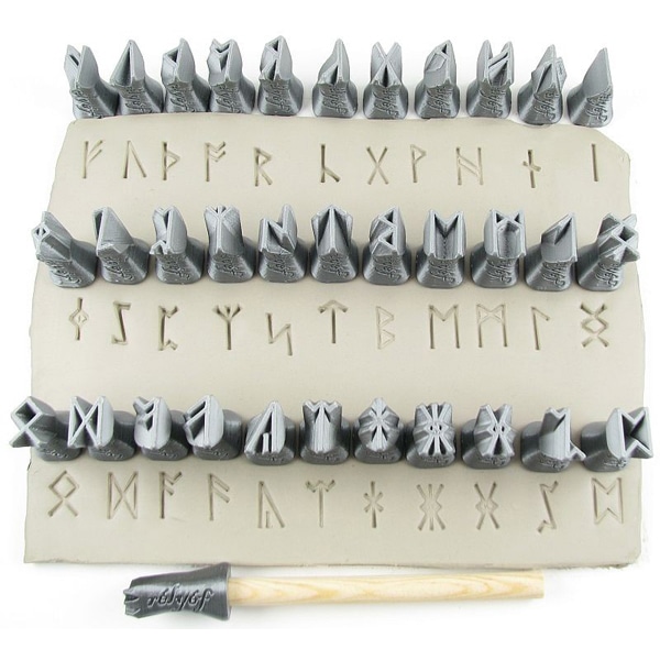 Spectrum RR022 Set of 34 0.5″ Stamps - Runes | Clay King