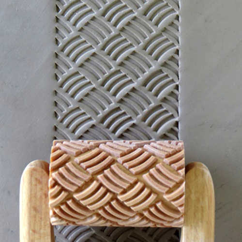 MKM RL-004 Large Handle Roller - Curved Basket Weave | Clay King