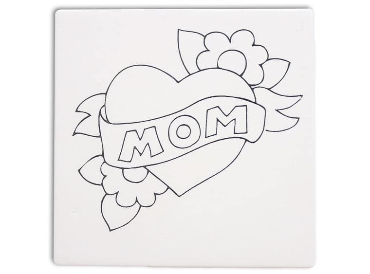 Wholesale Bisqueware - 6600-L Hand Detailed Mom Heart Party Tile | Clay ...