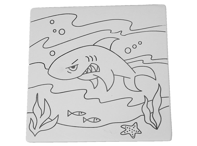 Wholesale Bisqueware - 6624-L Shark Party Tile | Clay King
